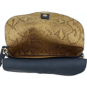 B BRENTANO Vegan Fashion Double-Flap Wristlet Clutch Crossbody Handbag (Navy(N))