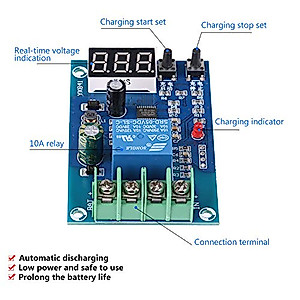 Battery Charging Controller Module, 6-60V 10A Lithium Battery Charging Control Module Board Automatic Charger Power Source Switch for Car Generators, Solar Power, Wind Turbines