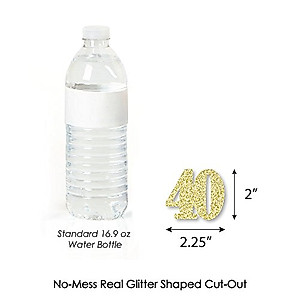 Gold Glitter 40 Party Straws - No-Mess Real Gold Glitter Cut-Out Numbers & Decorative 40th Birthday Party Paper Straws - Set of 24