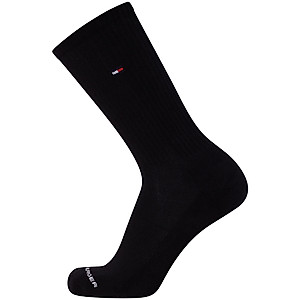 Tommy Hilfiger Men's Athletic Socks - Cushioned Crew Socks (12 Pack), Size 7-12, Pure Black