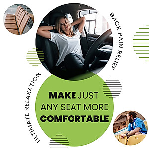 Chair Cushion - Car Seat Cushion – Desk Chair Cushion – Orthopedic Gel & High-Density Memory Foam Coccyx Ergonomic Cushion for Tailbone Pain – Sciatica & Back Pain Relief (Black)