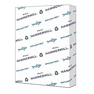 Hammermill Printer Paper, Great White 100% Recycled Paper, 8.5 x 11 - 1 Ream (500 Sheets) - 92 Bright, Made in the USA, 086790R