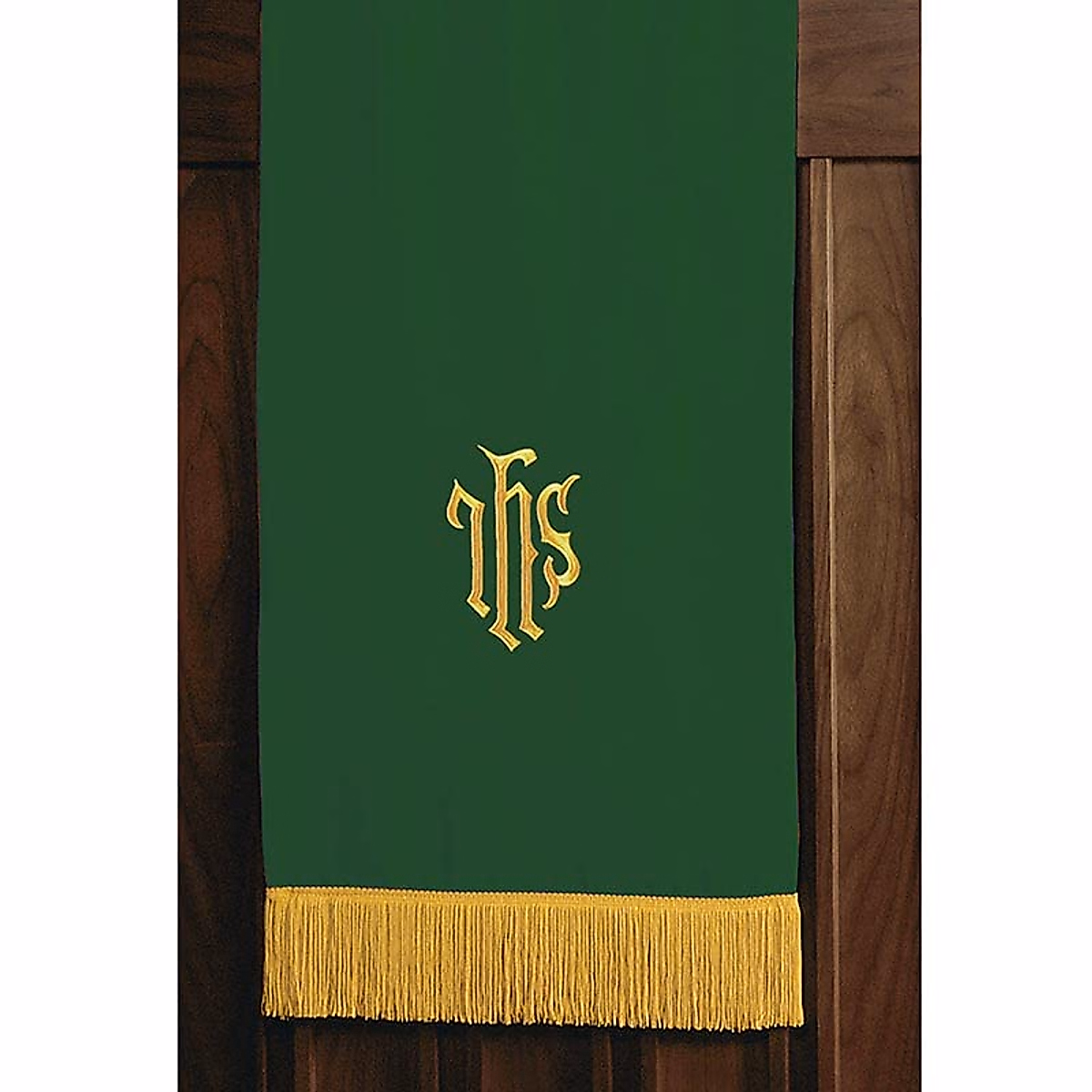 Murphy Robes Scarves-Reversible Lectern Banner Sanctuary Pulpit Scarf, 17 x 36-Inch, Green/Purple-IHS/Trefoil IHS on Cross