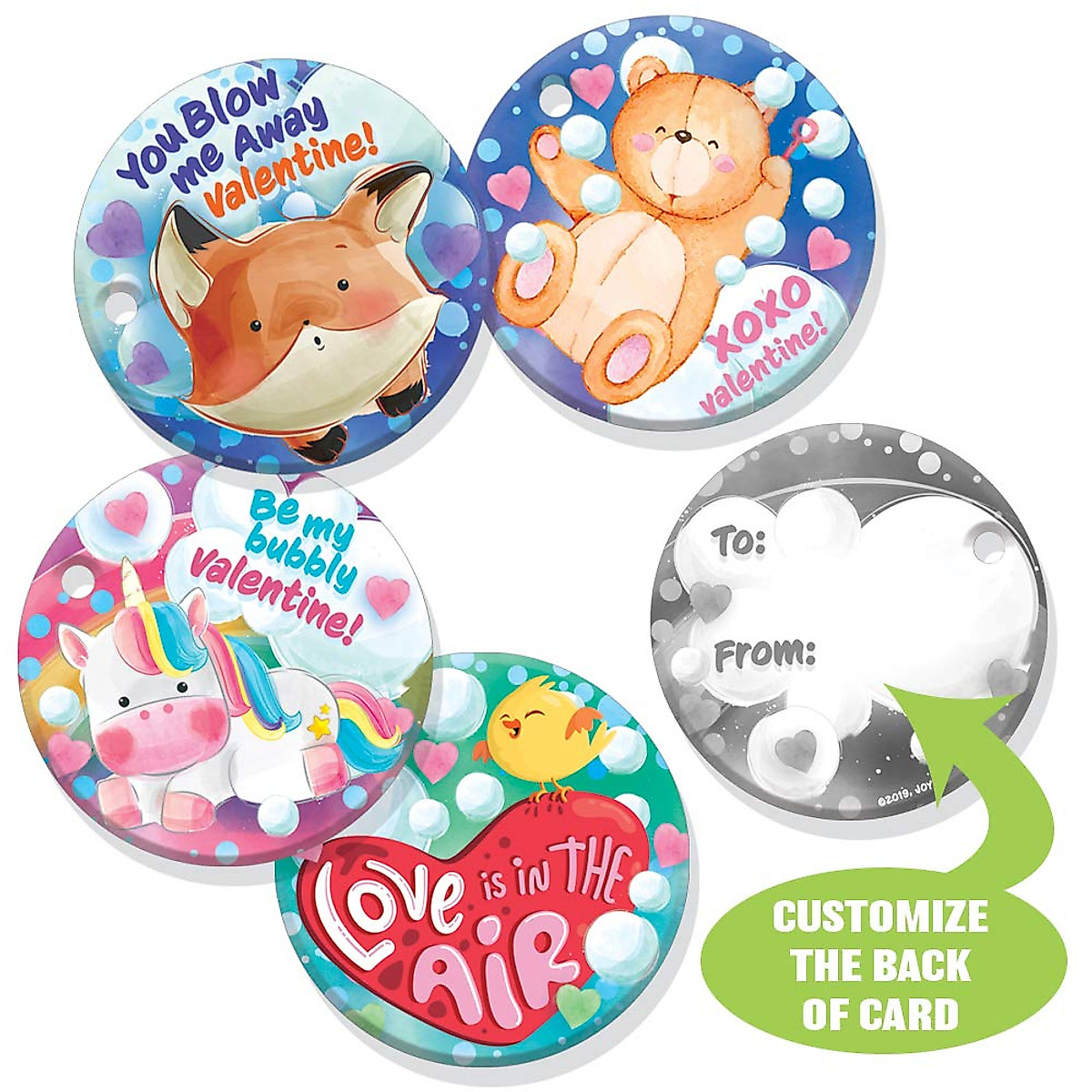 JOYIN 32 Pcs Valentines Day Gift Cards with Mini Bubble Maker Wands for Kids, Valentine Party Favor Toys, Valentine's Day Kids Classroom Exchange Prizes, Bubble Wands with Cards, Photo Prop Decor