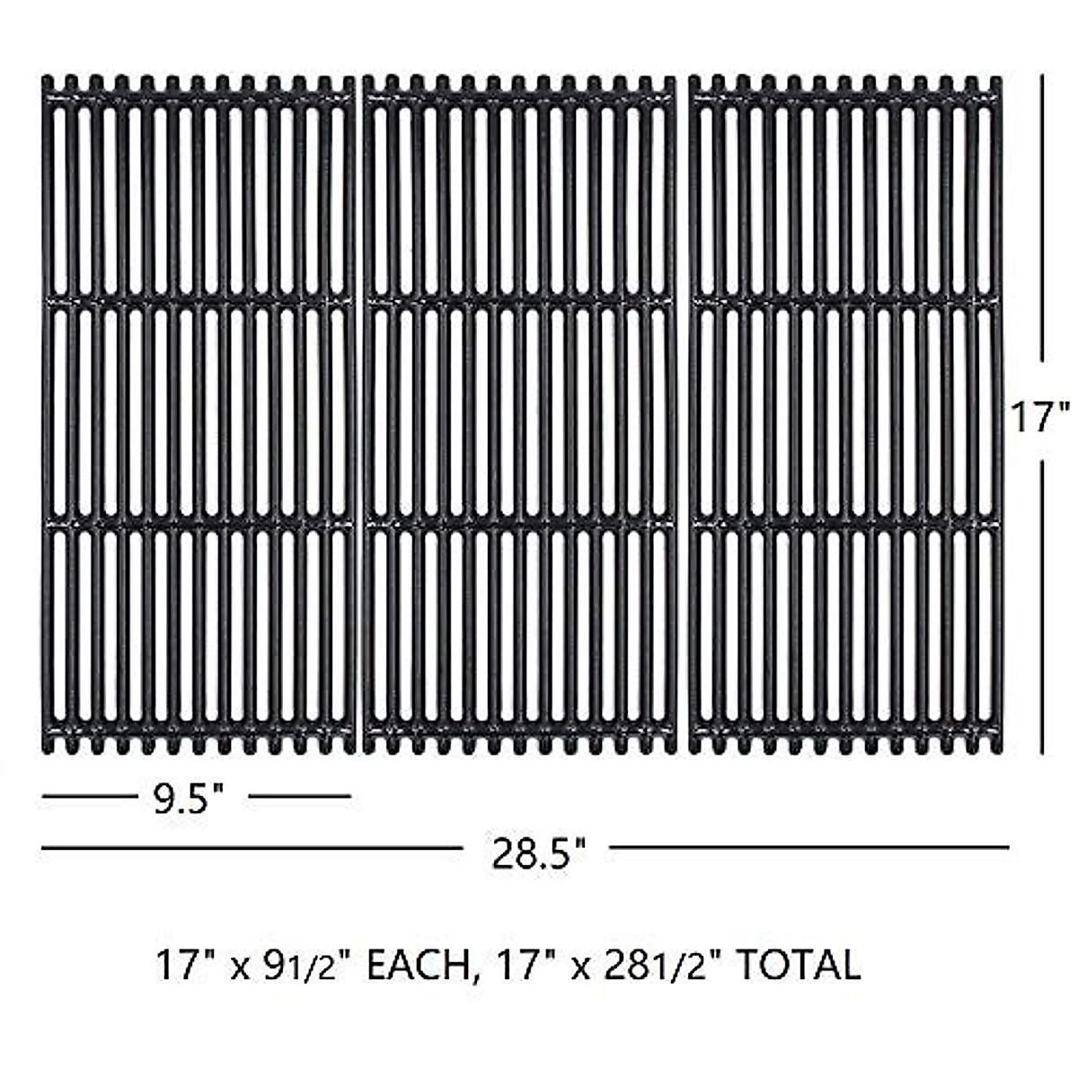 Hongso 17 inch Porcelain Coated Cast Iron Grates for Charbroil Commercial Tru Infrared 463242716, 466242715, 463242715, 466242815, G533-0009-W1, Lowe's 606682, Walmart 555179228, 3-Pk, PCB004
