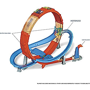 Hot Wheels Toy Car Track Set Massive Loop Mayhem, 28-in Tall Loop, Powered by Motorized Booster, 1:64 Scale Car
