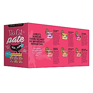 Tiki Cat Grill Pâté Variety Pack, Combinations of Real Flaked Fish, Wet High-Protein & High-Moisture Cat Food, 2.8 oz. Cans (Case of 12)