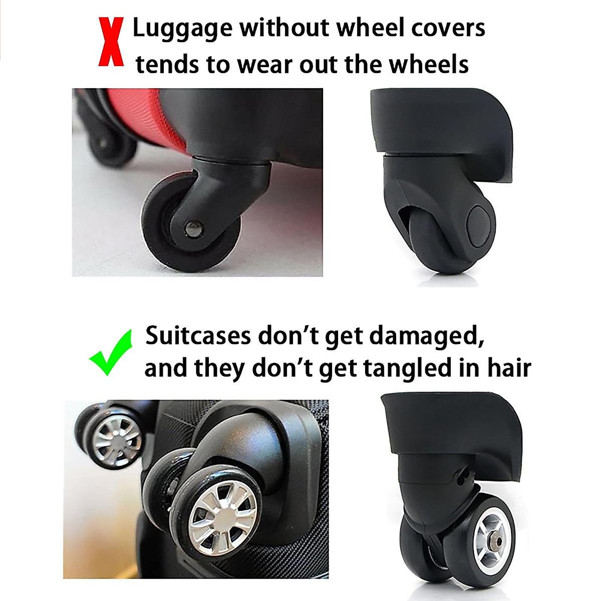 Generic 8 Pcs Luggage Wheel Covers - Protects Hard Suitcases, Reduces Noise, Dopamine Inspired Color