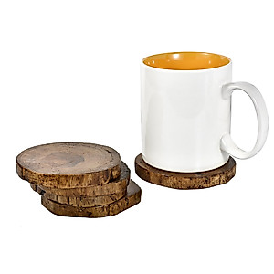 Teak Wood Natural Tree Bark Coaster Set of 5