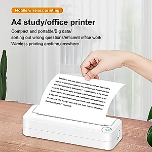 Dioche Thermal Printer, 200dpi Portable Printer No Ink Printer with Bluetooth USB Connection for Clear and Convenient Printing (White)