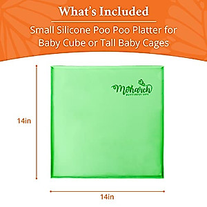 Monarch Butterfly Life Soft Silicone Small Poo Poo Platter | 14”L x 14”W x .5”H | Fitted Caterpillar Cage Liner | Easy Cleaning Tray for Baby Cube and Tall Baby Butterfly Habitat