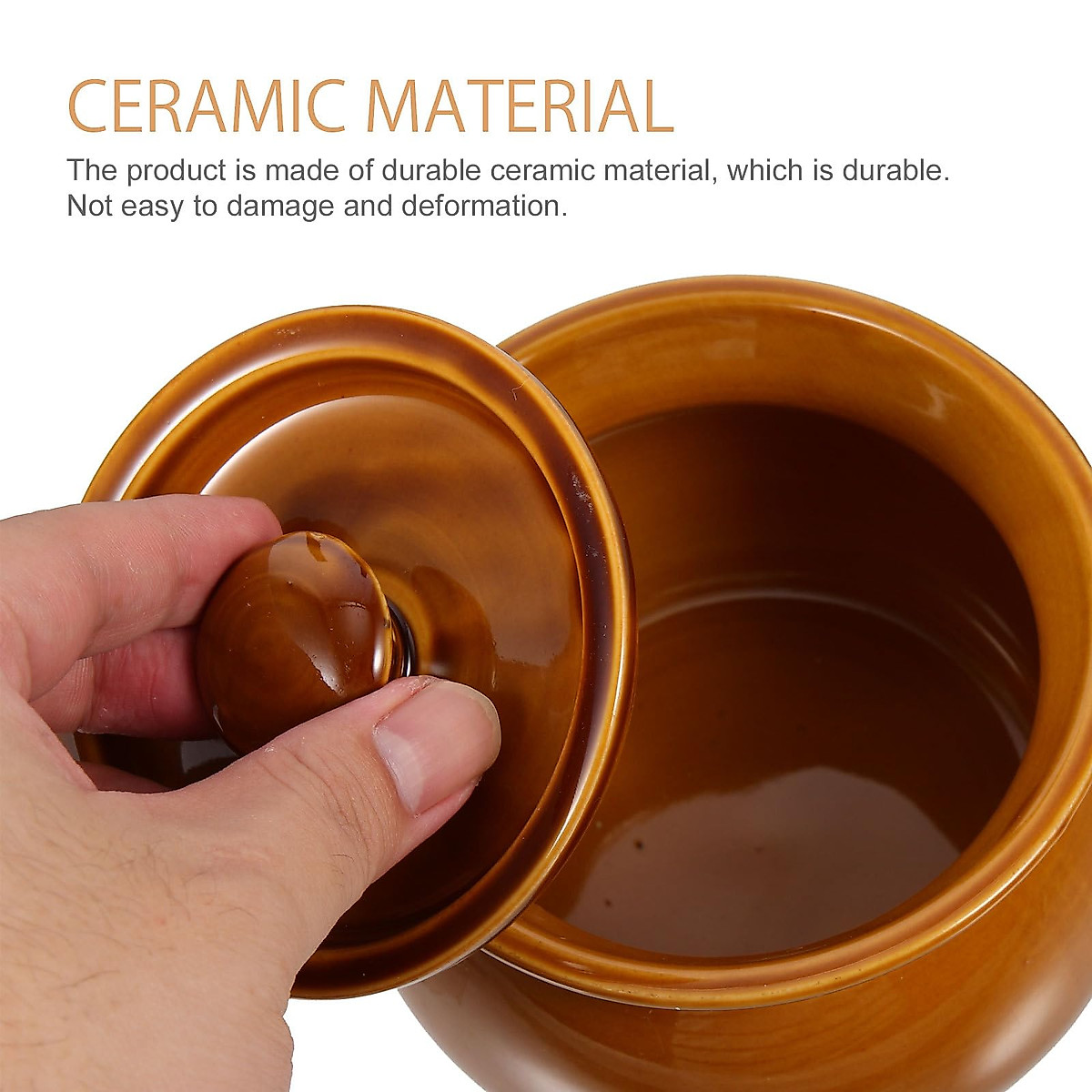 Yardwe Ceramic Stew Pot with Lid, 500ml Traditional Clay Stockpots Ceramic Stewing Soup Pot for Stew Chicken Soup Steam Vegetables and Corn or Cooking Food