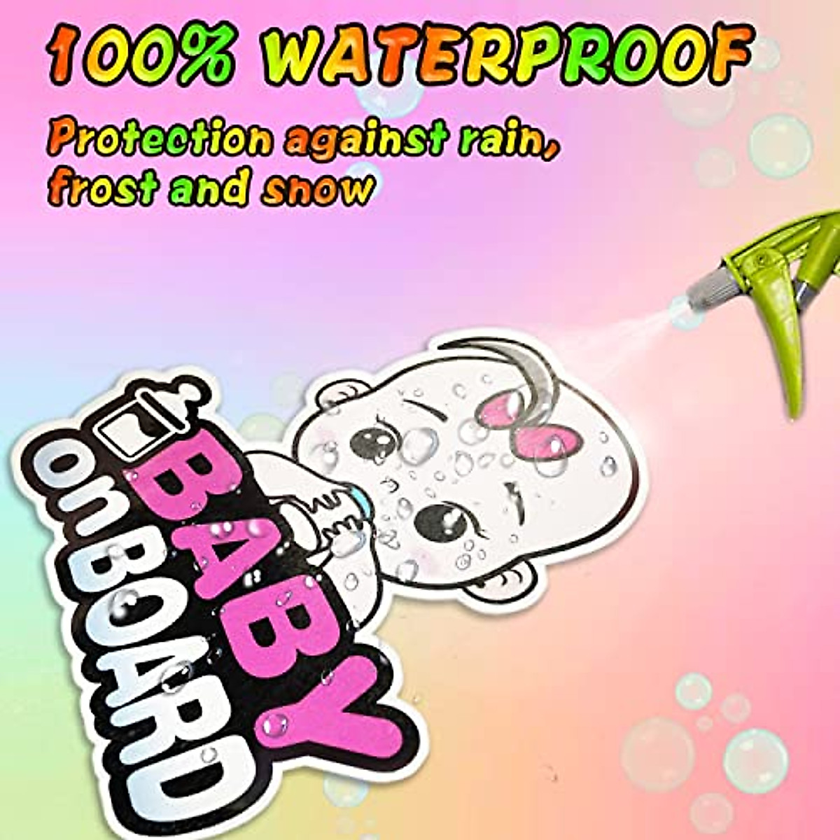 Dr.Kbder Baby On Board Sticker for Cars 2PCS, 6.5" by 6", Funny Baby Girl in Car Warning Stickers Cute Baby Accessory Stickers Sign, Baby Up in This B Sticker for Cars Bumper Car Decal