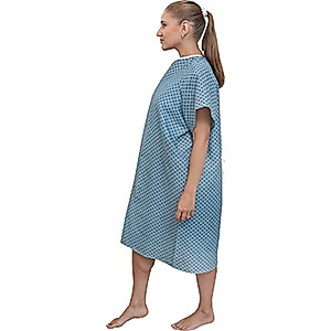 AMU Solutions 12 Pack - Blue Hospital Gown with Back Tie/Hospital Patient Robes with Ties - One Size Fits All Wholesale