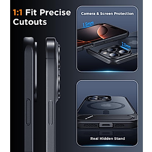 Temdan Magnetic Compatible with iPhone 16 Pro Max Case, [Built-in Invisible Kickstand][Compatible with MagSafe] [Military Grade Shockproof] Slim Translucent Matte Phone Case for iPhone 16 Pro Max 6.9"