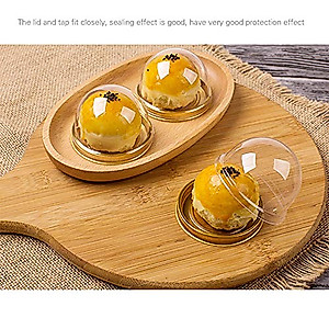 EchoDone 50 Set Clear Plastic Mini Cupcake Boxes Muffin Pod Dome Muffin Single Container Box Wedding Birthday Boxes (Gold)