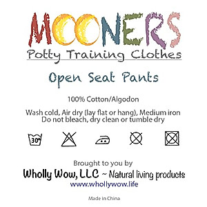 Mooners Pants - Open Seat Potty Trainers, Elimination Communication (EC) Friendly (3 pack, 12-24 months) Multicolor