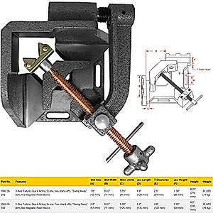 Strong Hand Tools WAC35-SW Strong Hand 3-Axis Fixture Vise with Quick Acting Screw, Two Stand-Offs, Swing Away Arm with 3.75" Miter Joint, 2.45" T-Clearance