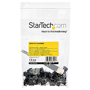 StarTech.com 10-32 Cage Nuts - 50 Pack - Rack Mount Clip Nuts - for Square Hole Server Rack - Black (CABCAGENUTS1032)