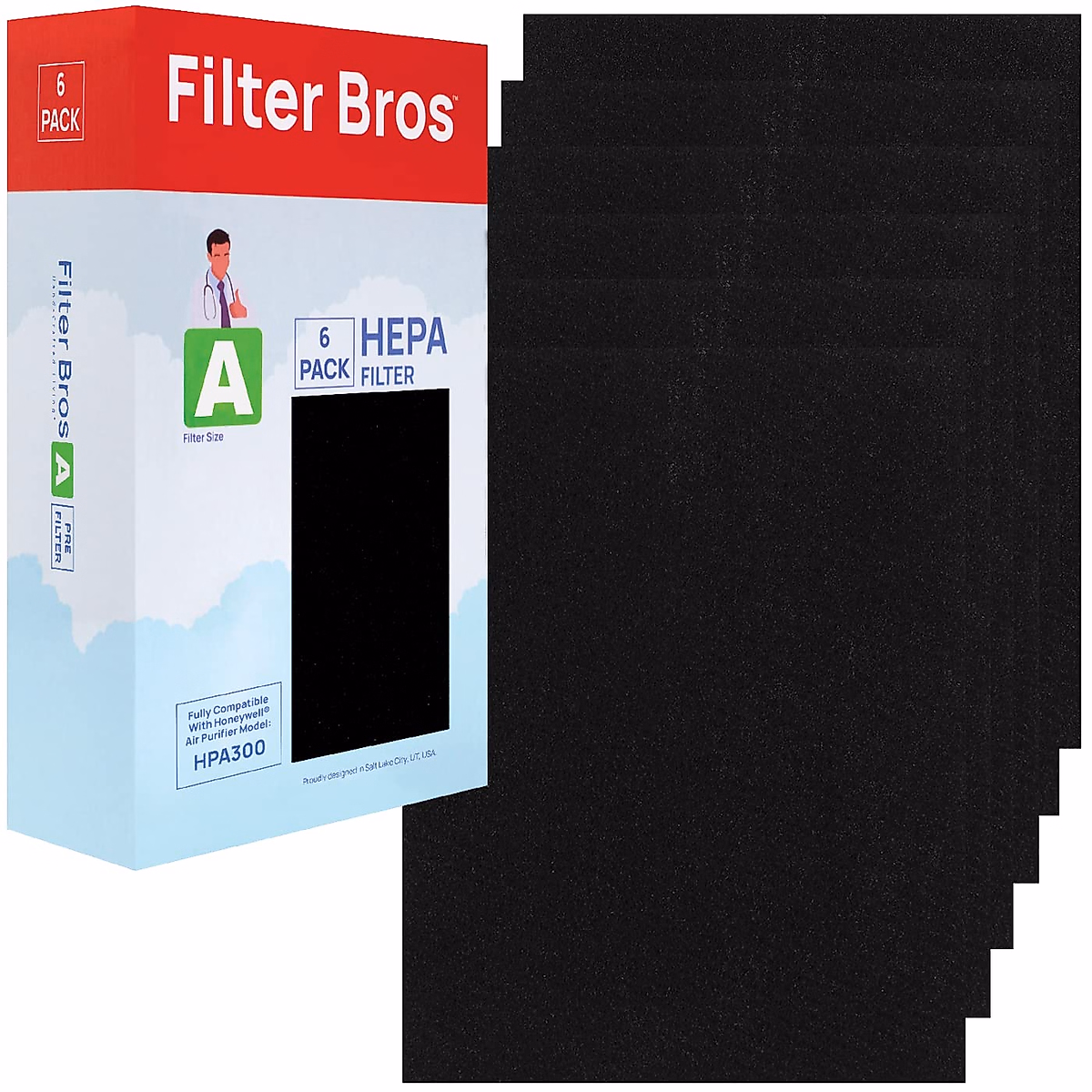 Filter Bros HRF-A300 6 Activated Carbon Replacement Fits Honeywell HPA300 Series