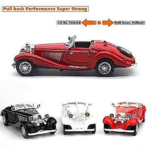 1:28 Scale Pullback Diecast Metal Antique Classic Model Cars Collectible Toy Gifts (Red,Length 6.5in/16.8cm)