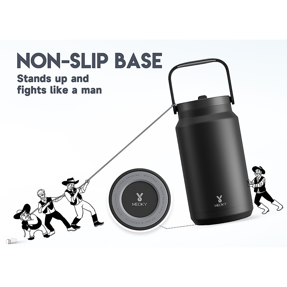 Meoky 50 oz Tumbler with Handle, Stainless Steel Vacuum Insulated Water Bottle, Keeps Cold for 36 Hours, 100% Leak Proof, BPA-free, Non-slip Base (Night