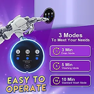 Portable Washing Machine with Upgraded 11L Capacity and Foldable Design, 3 Modes Mini Washing Machine for Deep Cleaning Underwear, Baby Clothes. Ideal for Use in RVs, Apartments, Dorms and Hotels