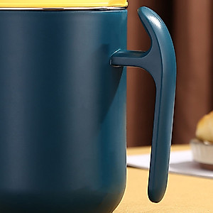 Stainless Steel Coffee Mug Cup with Handle and Lid, 550ml Double Wall Vacuum Insulated Tumbler Travel Coffee Cup for Home Cafe Office(Green)