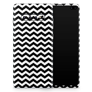 DesignSkinz Black & White Chevron Pattern V2 Protective Vinyl Decal Wrap Skin Cover Compatible with The Samsung Galaxy S20 (Screen Trim & Back Glass Skin)