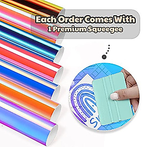 TECKWRAP Opal Chrome Holographic Adhesive Vinyl Bundle 12" x 60"/Rolls for DIY Craft, Arts (Opal White,Green Malachite,Peacock Blue,Beige Orange, Hyacinth Blue,Yellow Pink,Hot Pink)
