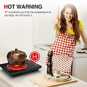 Electric Cooktop, Portable Electric Cooktop 1800W Single Burner Stove with LED Touch Screen, 8 Power & 8 Temperature Levels, Timer, Microcrystalline Panel,120V Energy Saving Hot Plate for Home Camping