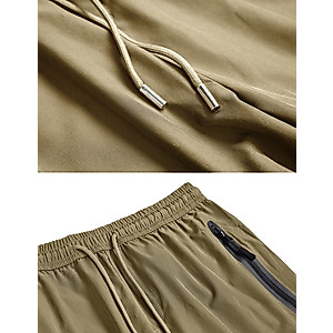 Men's Lightweight Quick Dry Hiking Running Pants Outdoor Sports Breathable Zipper Pockets Athletic Work Pants Khaki L