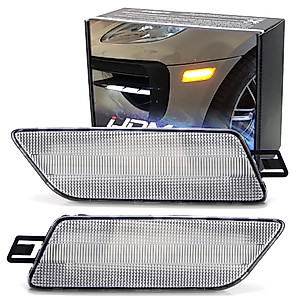 iJDMTOY Clear Lens Amber Full LED Bumper Side Marker Light Kit Compatible With 2014-up Porsche Macan, Powered by 40-SMD LED, Replace OEM Front Sidemarker Lamps