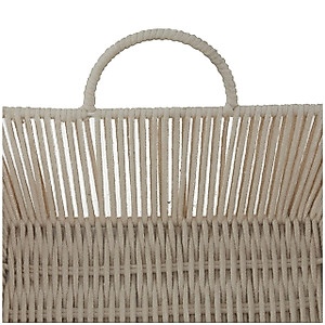 The Novogratz Cotton Handmade Woven Storage Basket with Handles, Set of 2 18"W, 17"W, Cream