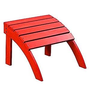 PolyTEAK Outdoor Ottoman, Real Wood Look abd Feel, All-Weather Outdoor Patio Adirondack Foot Stool, Outdoor Firepit Foot Rest for Adirondack Chairs (Red)