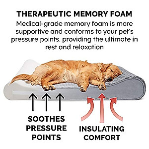 Furhaven Memory Foam Dog Bed for Medium/Small Dogs w/ Removable Washable Cover, For Dogs Up to 23 lbs - Ultra Plush Faux Fur & Suede Luxe Lounger Contour Mattress - Gray, Medium