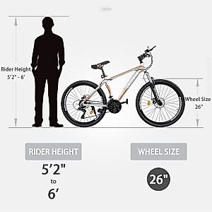 Max4out Mountain Bike 26 Inch Wheel 7/21 Speed Mountain Bicycle for Men and Women, High Carbon Steel Frame Road Bike with Daul Disc Brakes(Silver)