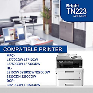 pgisoxt 4 Pack TN-223BK/C/M/Y Toner Cartridge: Compatible TN-223 TN 223 Replacement for Brother MFC-L3710CW L3750CDW L3730CDW HL-3210CW 3230CDW 3270CDW 3230CDN DCP-L3510CDW L3550CDW Printer
