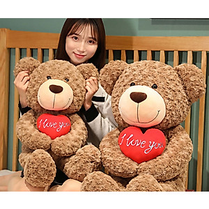 ROCHEMON Teddy Bear Stuffed Animals Valentines Day Gifts for Her Him with Heart Boyfriend Brown 19.7inch