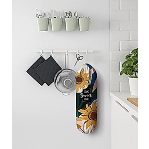 Sunflower Plastic Bag Holder and Dispenser, Sweet Home Grocery Bags Organizer,Garbage Trash Shopping Bag Storage Carrier,Sunflower Kitchen Décor,Gifts for Women Friends yellow 23"x9"