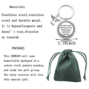 WAJJUAN Guardian Angel Prayer Keychain Guardian Angel Please Protect Me My Passengers Keychain Drive Safe Keychain Prayer Gift (Angel K), 1.18