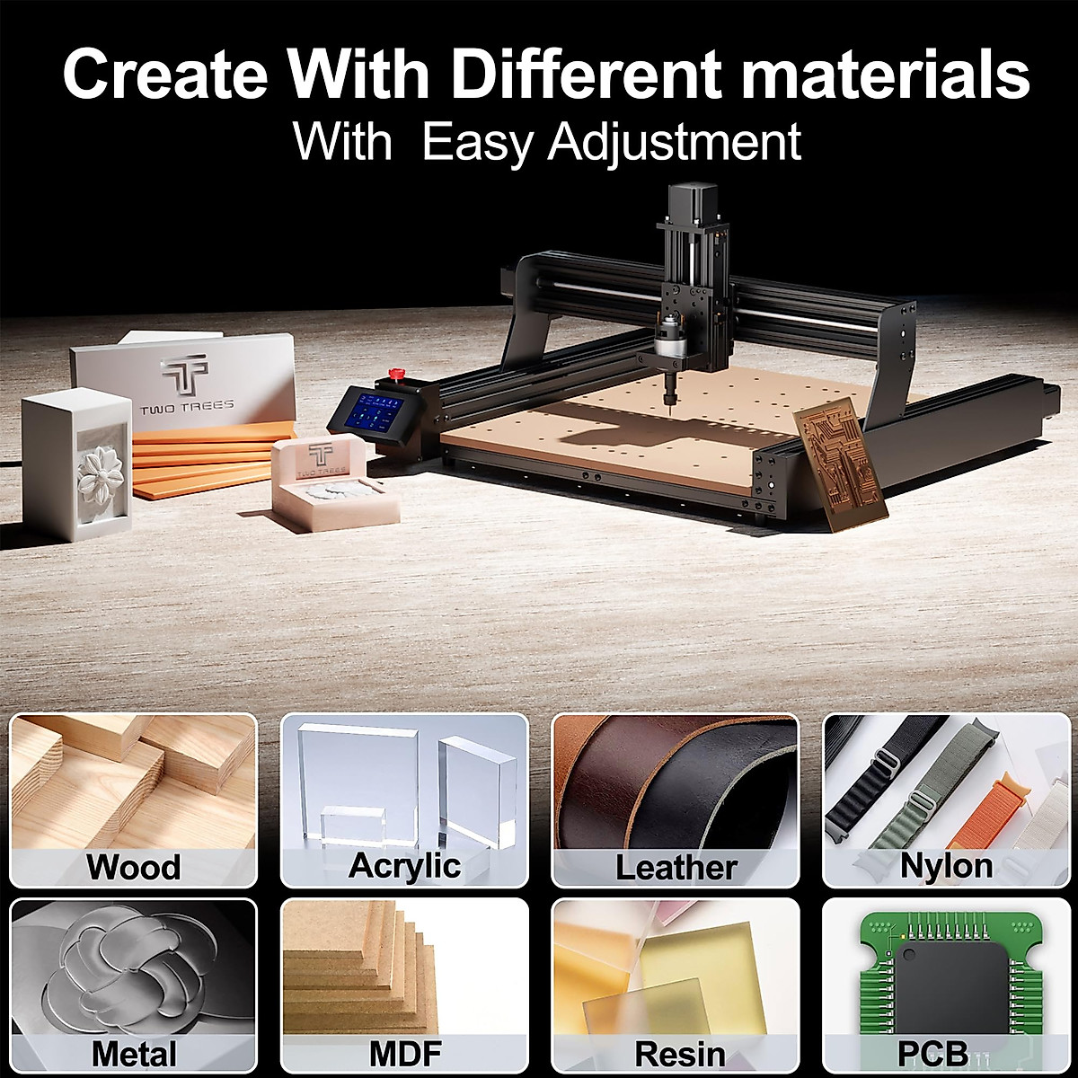 OUYANG CNC Router Machine, 3-Axis CNC Machine TTC 450 Working Area 18.1 x 18.1 x 3.1inch for Engraving, Cutting MDF, Acrylic, Solid Wood, Nylon, PCB, Carbon Fiberboard, etc