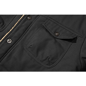 CRYSULLY Men's Winter Thicken Coat Button Cargo Jacket Windbreaker Coat Dark Grey