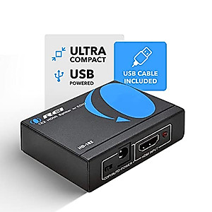 OREI HDMI Splitter 1 in 2 Out - 1x2 HDMI Display Duplicate/Mirror - Powered Splitter Full HD 1080P, 4K @ 30Hz (One Input To Two Outputs) - USB Cable Included - 1 Source to 2 Identical Displays