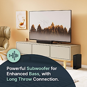 Majority Bluetooth Soundbar with Subwoofer | 100 Watts Sound bar for TV | 2.1 Stereo TV Sound Bar with Optical, RCA, USB, and AUX Playback | TV Speaker Bowfell Plus Sound Bar with Subwoofer