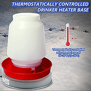 Dreyoo Poultry Waterer Drinker Heated Base, Chicken Water Heater 125 Watts for Winter Deicer Heated Base, Pet Water Heater for Metal Poultry Founts (1)