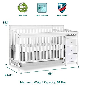 Dream On Me 5 in 1 Brody Convertible Crib with Changer