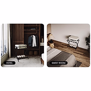 H-A Folding Luggage Rack Suitcase Stand with Storage Shelf for Guest Room Bedroom Hotel, Black (1 Pack)