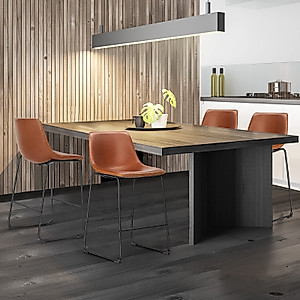 Sweetcrispy Counter Height Bar Stools Set of 2, Modern Counter Stool Faux Leather Barstools with Back, 26 inch Seat Height Island Stools Countertop Comfortable Brown Bar Chairs with Metal Legs