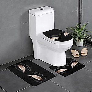 Eyelash Pattern Printed Bathroom Carpet Set Non-Slip Absorbent, Soft Washable Toilet Shower Mat Set, 3 Pc